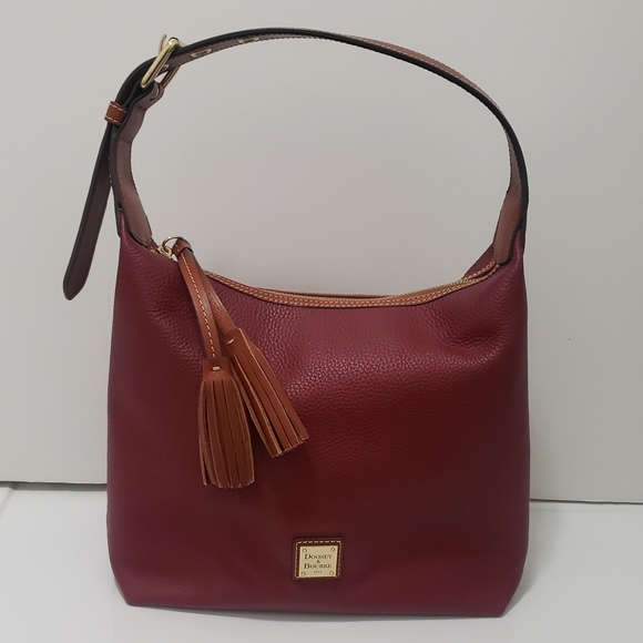 Dooney & Bourke | Bags | Dooney Bourke Wine Color Pebble Leather Hobo ...